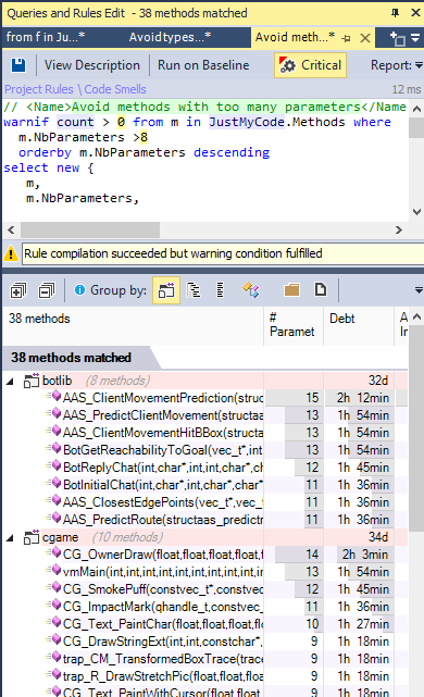 Comparing Quake3 Original and Kenny Edition Codebases - CppDepend:
